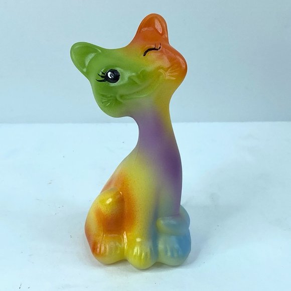 Fenton | Art | Fenton Opal Satin Tietye Dye Hand Painted Happy Kitty ...